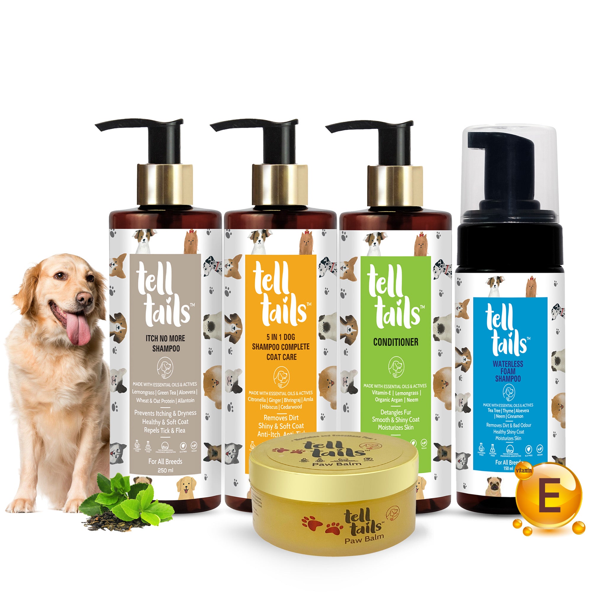 Natural 5 in 1 Grooming Box With Dog Shampoo & Paw Balm | Telltails